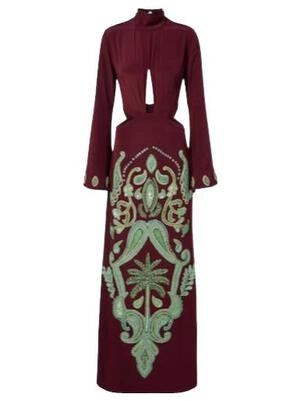 Johanna Ortiz Aurora Magica Beaded Silk Gown - Brown