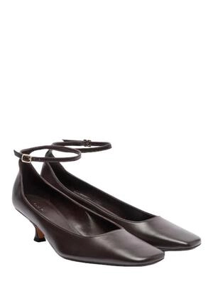Calvin Klein Anna Leather Pumps With Ankle Strap - Black