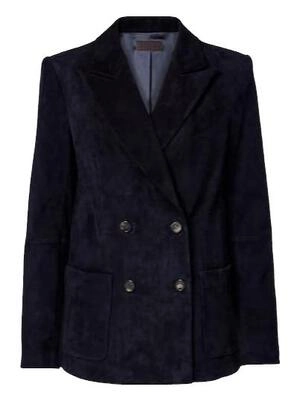 Stouls Double-breasted Suede Blazer - Black
