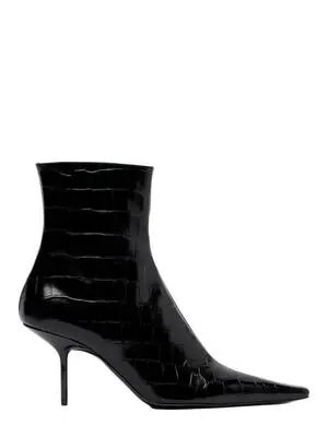 Victoria Beckham 75 Croc-effect Ankle Boots - Black