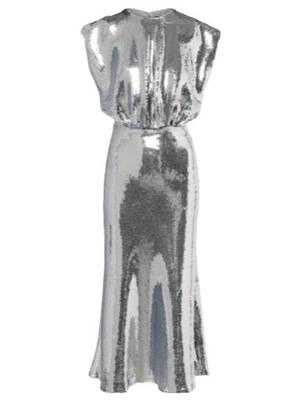 David Koma Gathered Sequined Midi Dress - Gray