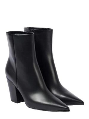 GIANVITO ROSSI Gianvito Rossi Pointed Toe Zipper Leather Ankle Boots