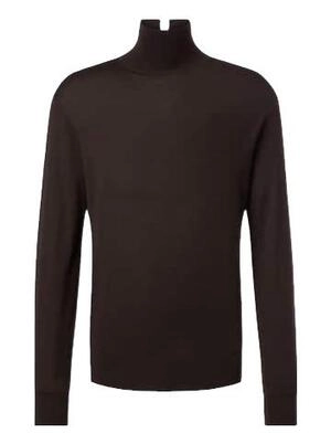 Calvin Klein Ash Wool Turtleneck Sweater With Back Slit - Black