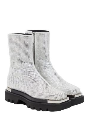 PETER DO Crystal-embellished Leather Mid-calf Boots - Silver