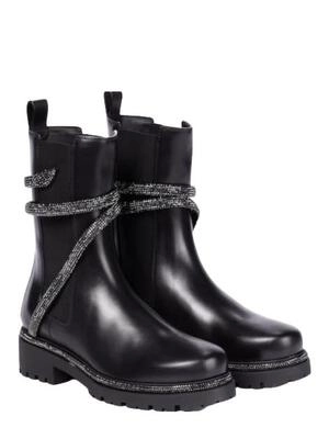 Rene Caovilla Cleo Embellished Leather Chelsea Boots - Black