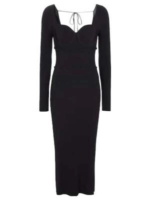 Altuzarra Louisa Ribbed-knit Sweetheart Neck Midi Dress - Black