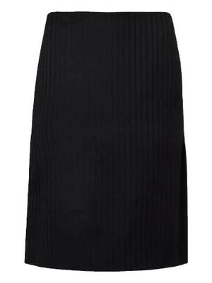 Calvin Klein Ribbed Knit Wool Miniskirt With Back Zipper - Black