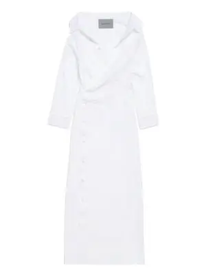 Balenciaga Off-shoulder Shirt Dress In Regenerative Cotton Poplin - White