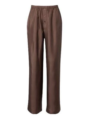 RÓHE Silk Straight Leg Pants - Brown