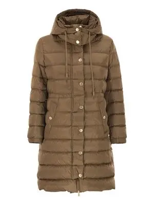 Max Mara Slim-fit Quilted Down Jacket With Detachable Hood - Brown