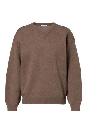 JIL SANDER V-neck Wool-blend Sweater - Brown
