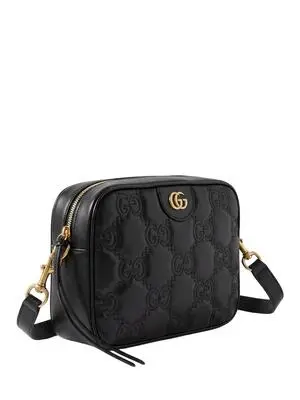 Gucci Gg Quilted Leather Crossbody Bag - Black
