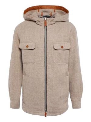 Giorgio Armani Hooded Virgin Wool Blouson - Nude