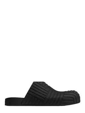 Bottega Veneta Intrecciato Embossed Slides - Black
