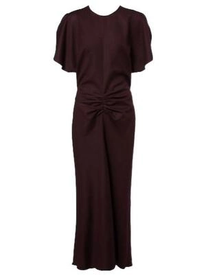 Victoria Beckham Bela Gathered Virgin Wool Midi Dress - Black