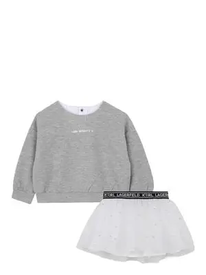 Karl Lagerfeld Two-piece Set With Long-sleeved Sweater And Skirt - Gray
