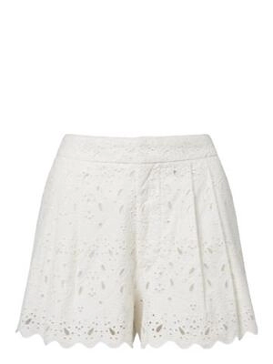 FRAME Paisley Eyelet Cotton Shorts - White