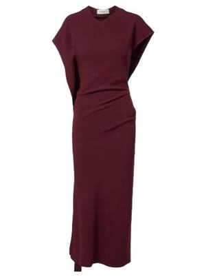 Victoria Beckham Victoria Beckham Draped Cady Midi Dress Brown