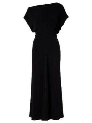 Vince One-shoulder Draped Midi Dress - Black