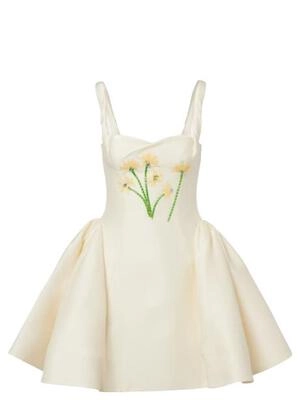 LEO Ariel Embellished Wool And Silk Minidress - White
