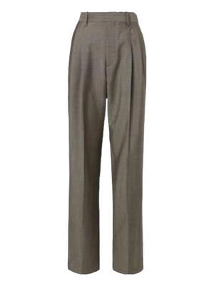 Victoria Beckham Wool And Mohair Pleated Straight-leg Pants - Gray