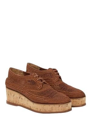 Gabriela Hearst X Clergerie Harold Woven Raffia Platform Derby - Brown