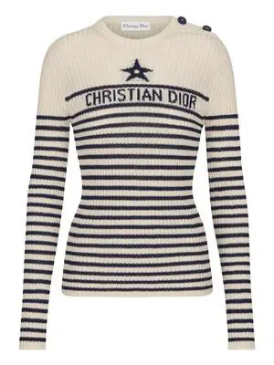 DIOR Dior Ribbed Knit Crewneck Sweater With Striped Pattern And Logo Detail
