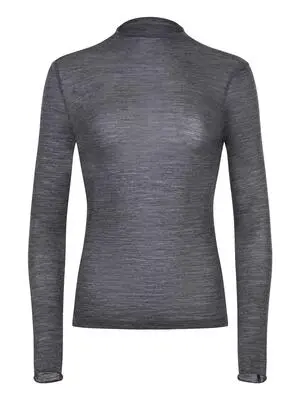 ALYSI Long Sleeve High Neck Top - Black