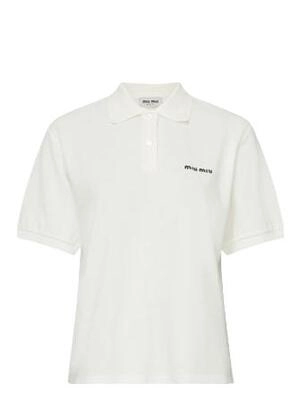 Miu Miu Piqué Cotton Polo Shirt - White