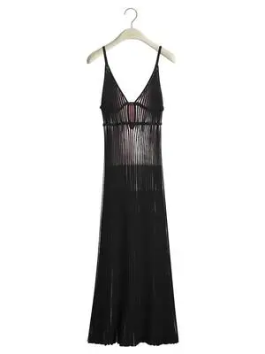 Dior Riviera Long Fitted Dress With Tonal Bows - Black