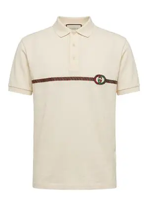 Gucci Gg Embroidered Polo Shirt - Blue