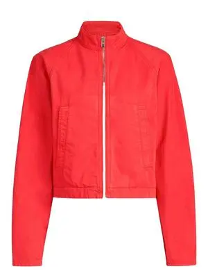 Alaïa Denim Jacket With Stand Collar And Peplum Detail - Orange