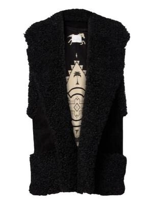 Johanna Ortiz Shearling-trimmed Suede Vest - Black