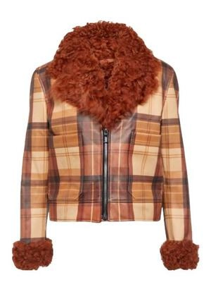 DODO BAR OR Dodo Bar Or Ruben Checked Leather Jacket With Shearling Trim