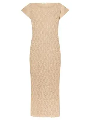 THE ROW Short-sleeved Round Neck Maxi Dress - Nude