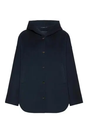Max Mara Long-sleeved Hooded Coat - Midnight Blue