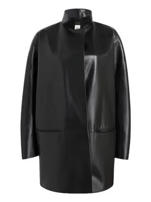 Khaite Long-sleeved Leather Coat - Black