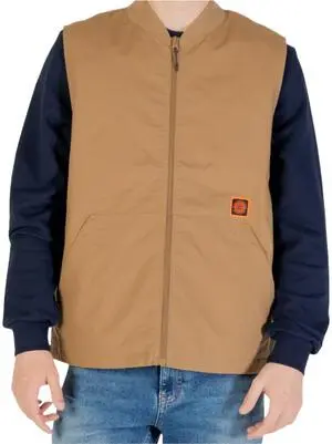 VANS Sleeveless Zip-up Vest With Front Pockets - Nude