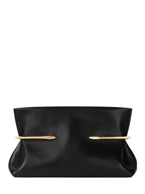 Givenchy Smooth Leather Clutch Bag With Metallic Accents - Black