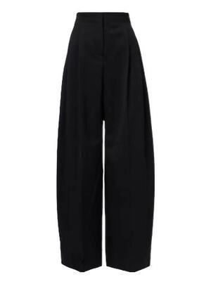 MUGLER Virgin Wool Pleated Wide-leg Trousers - Black