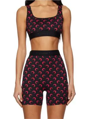 MARINE SERRE Sense Exclusive Recycled Moon Jersey Sport Bra - Black