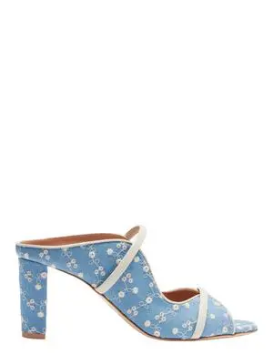 MALONE SOULIERS Norah 70 Embroidered Denim Mules - Blue