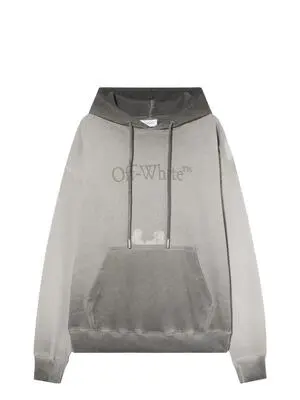 Off-White Long Sleeve Hooded Sweatshirt - Grey