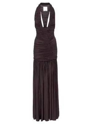 Christopher Esber Christopher Esber Halterneck Gathered Maxi Dress Black