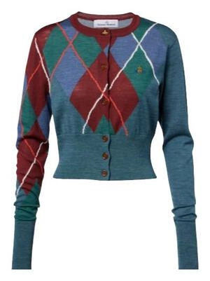 VIVIENNE WESTWOOD Argyle Wool And Cotton Cardigan - Blue