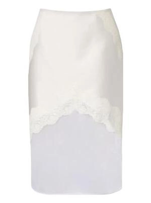 JIL SANDER Lace-trimmed Satin Midi Skirt - White