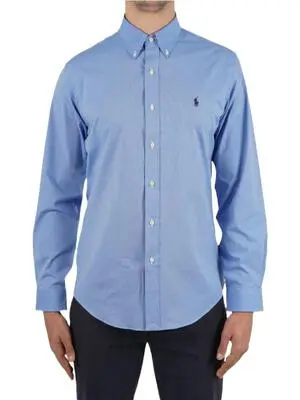 Polo Ralph Lauren Logo Embroidered Long Sleeved Shirt - Blue