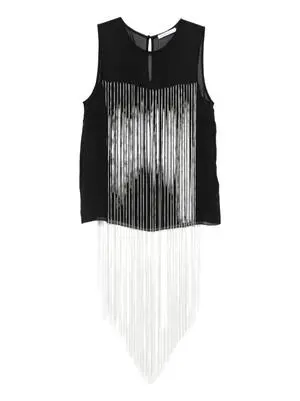Patrizia Pepe Sleeveless Fringed Blouse - Black
