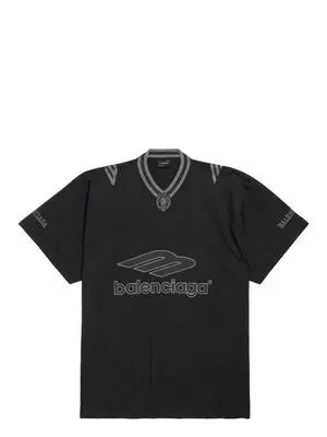 Balenciaga 3b Football V-neck T-shirt Oversized - Black/anthracite
