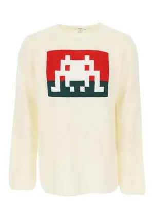 Comme Des Garçons Crew Neck Graphic Pullover - Red